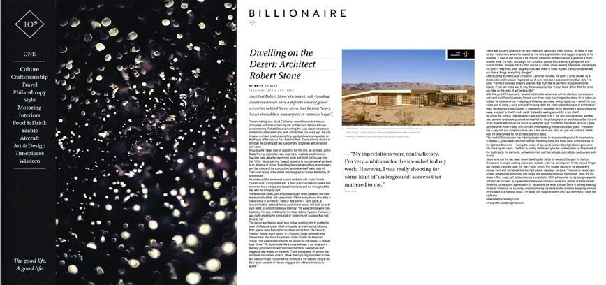 Billionaire magazine – Robert Stone Design